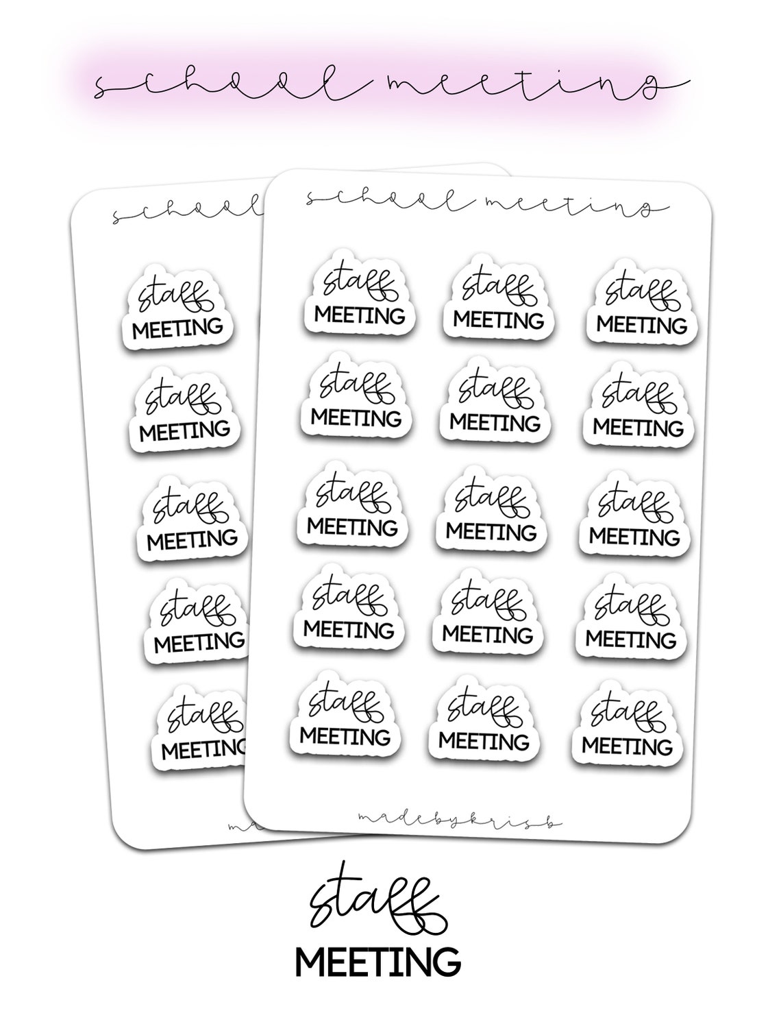 School Meeting Stickers, Sticker Sheets, School Planner, Mix and Match ...