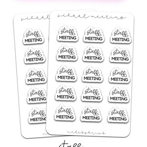School Meeting Stickers, Sticker Sheets, School Planner, Mix and Match ...