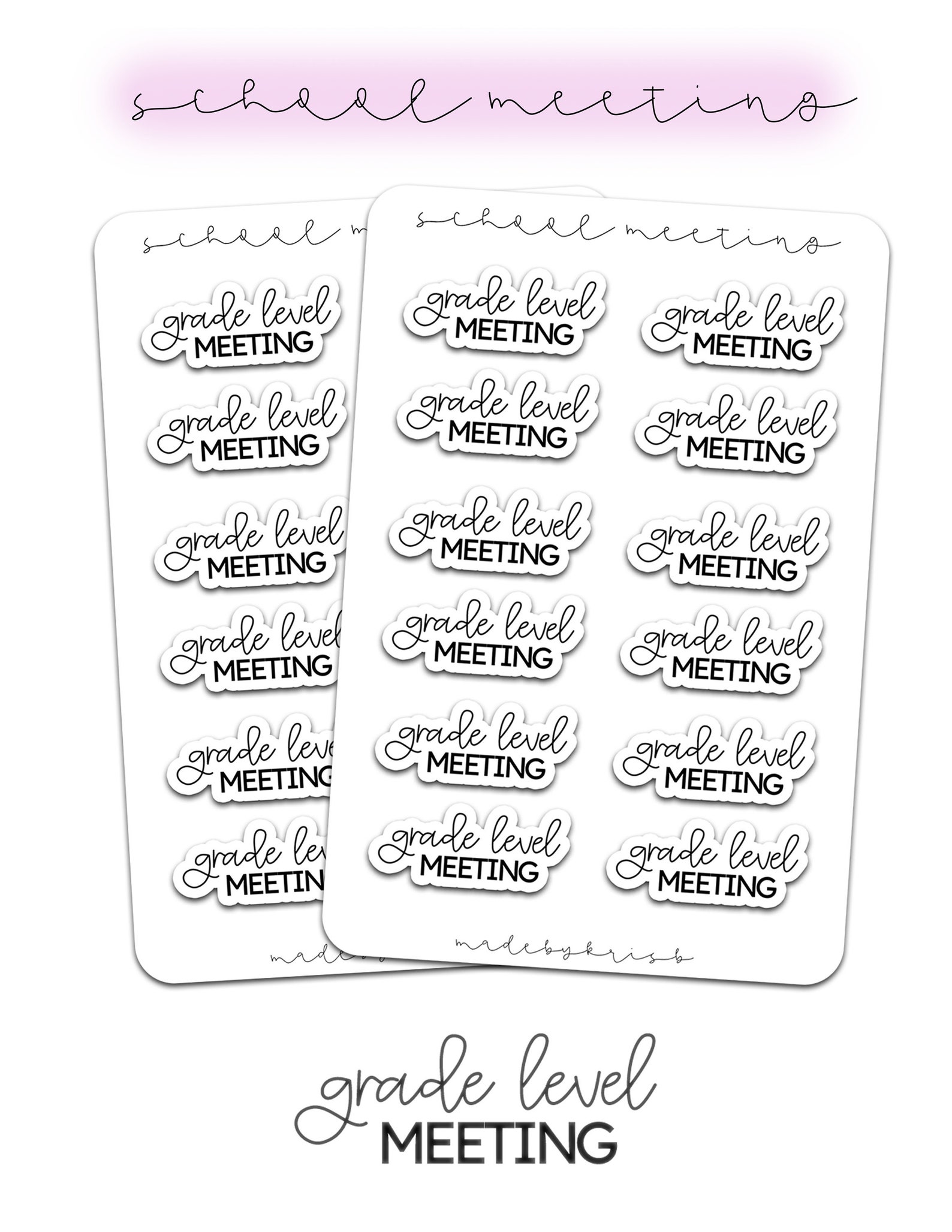School Meeting Stickers, Sticker Sheets, School Planner, Mix and Match ...