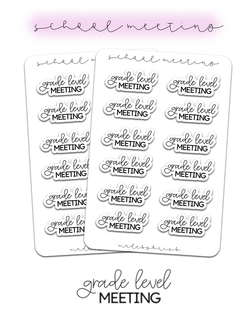 School Meeting Stickers, Sticker Sheets, School Planner, Mix and Match ...