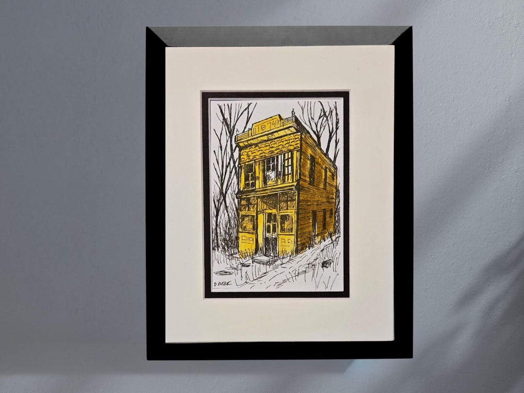 Watercolor Pen & Ink Illustration Old West Town Hall Sketch Art Print ...