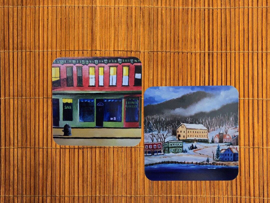 Edward Hopper & Winter Mountain Scenic Art Coasters Holiday Celebration ...