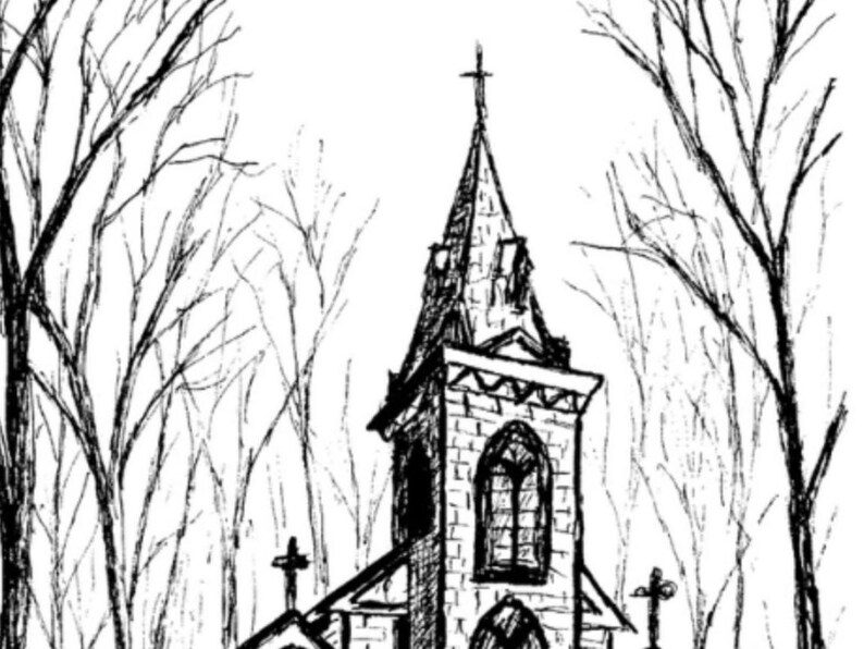 Catskill Mountain Church Ink Drawing, Matted 8x10 Phoenicia NY Original ...