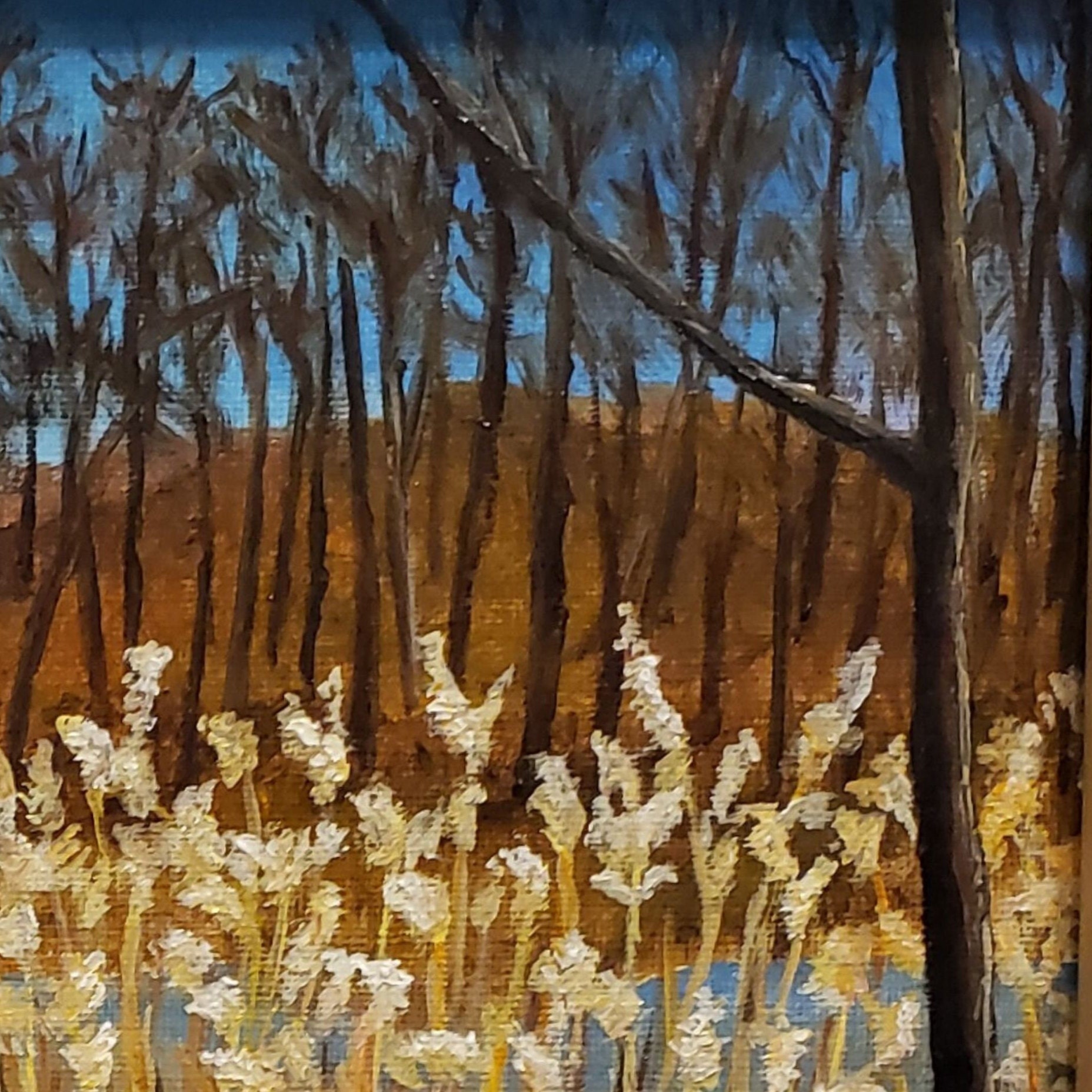 Cattails Gentle Dance in Wind, 8x10 Oil on Canvas Landscape, Fall Color ...