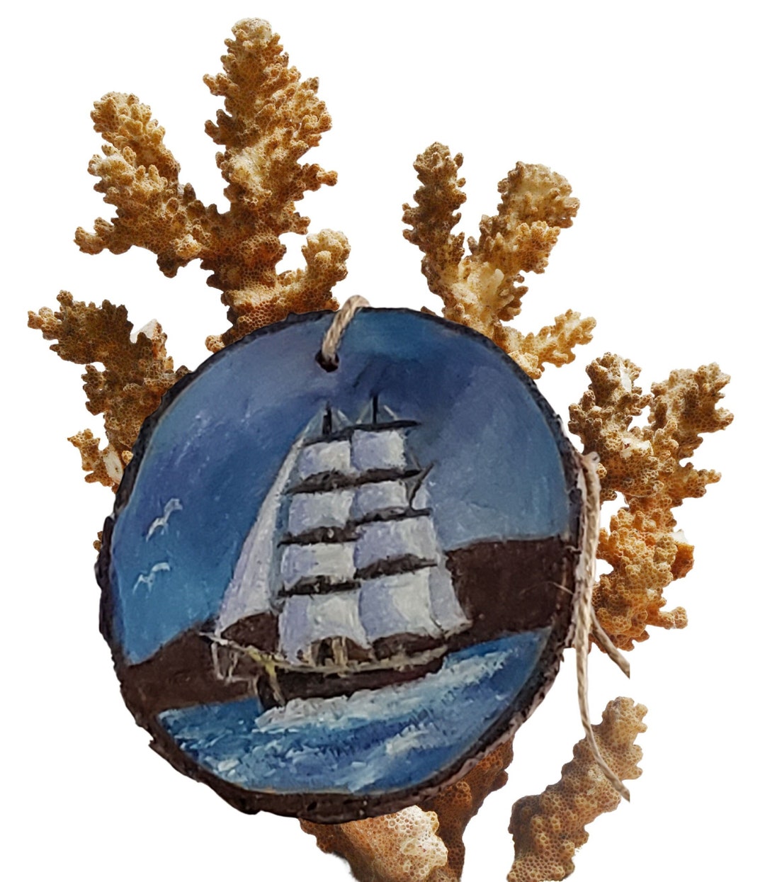 Artist Painted Clipper Ship Artwork, Hanging Nautical Original Painting ...