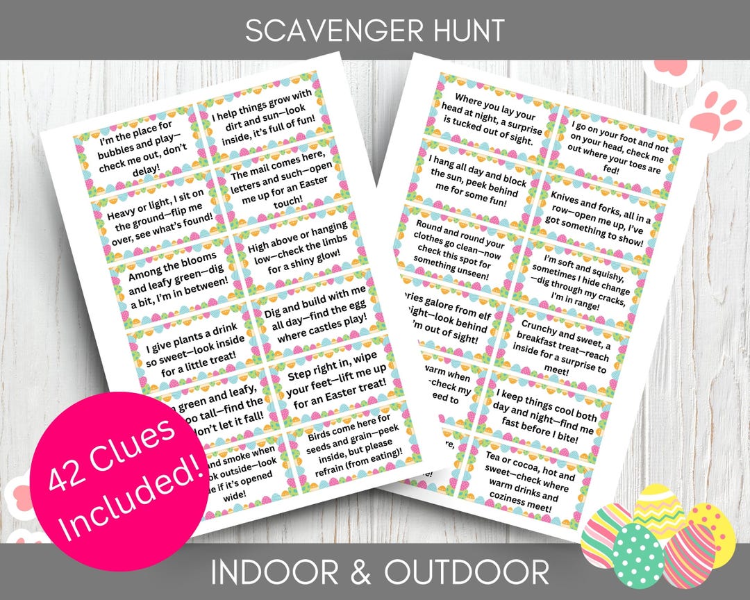 Easter Scavenger Hunt for Kids, Indoor Outdoor Easter Game, Treasure ...