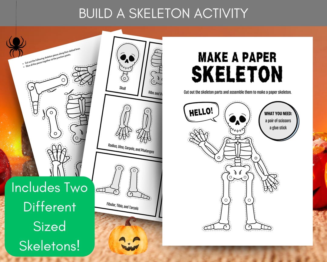 Build A Skeleton Craft Printable Halloween Activity for Kids Cut and ...
