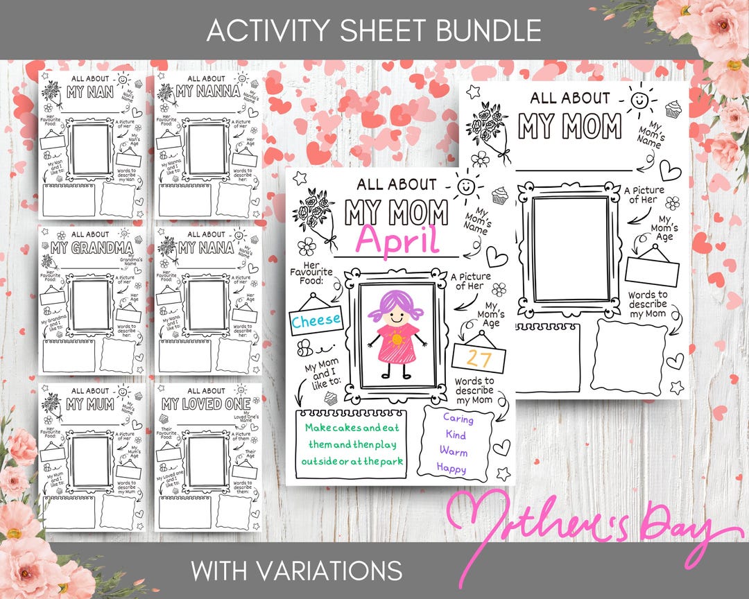 Mother's Day PRINTABLE Coloring Page - All About My Mom - INSTANT ...