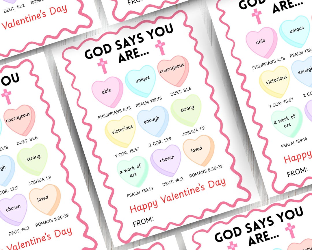 Bible Verse Valentine Cards, Printable God Says You Are Scripture ...