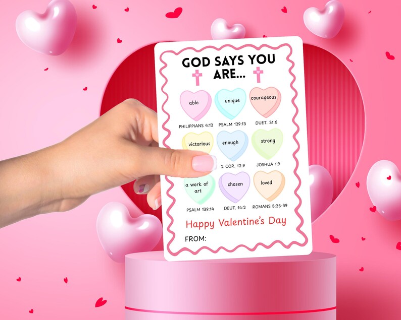 Bible Verse Valentine Cards, Printable God Says You Are Scripture ...