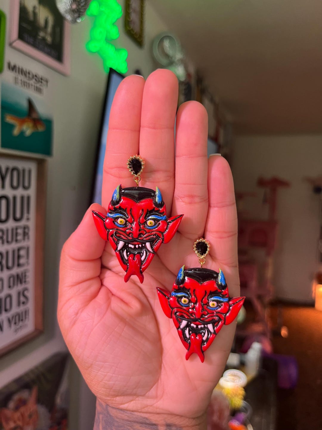 Funhouse Devil Carnival Polymer Clay Earrings - Etsy