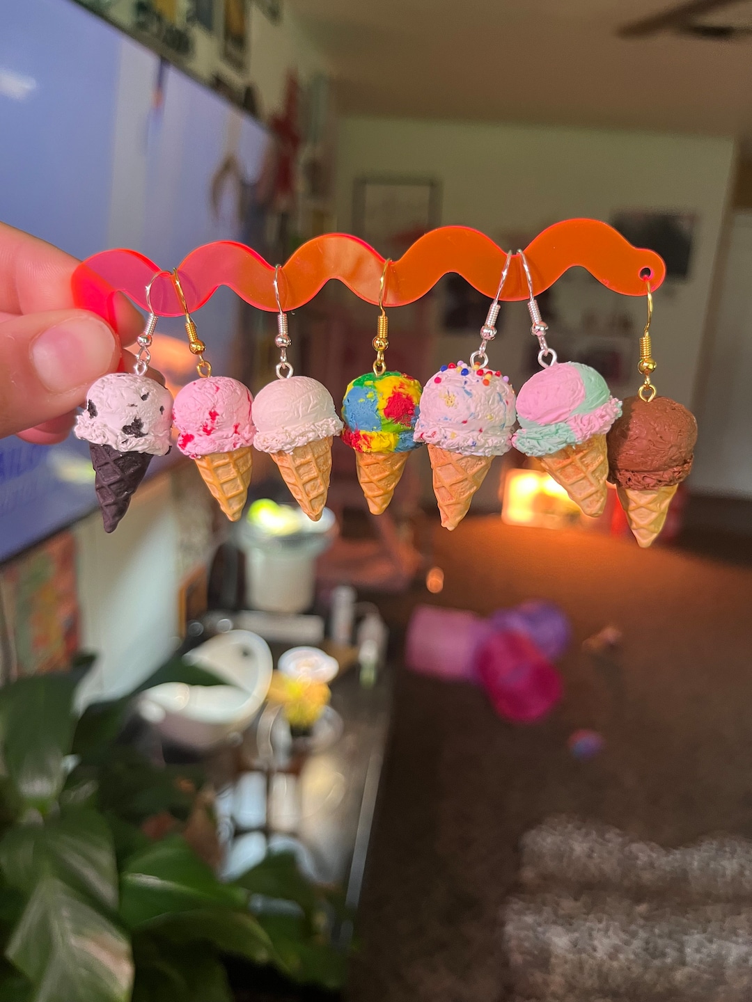 Realistic Ice Cream Cone Polymer Clay Earrings - Etsy