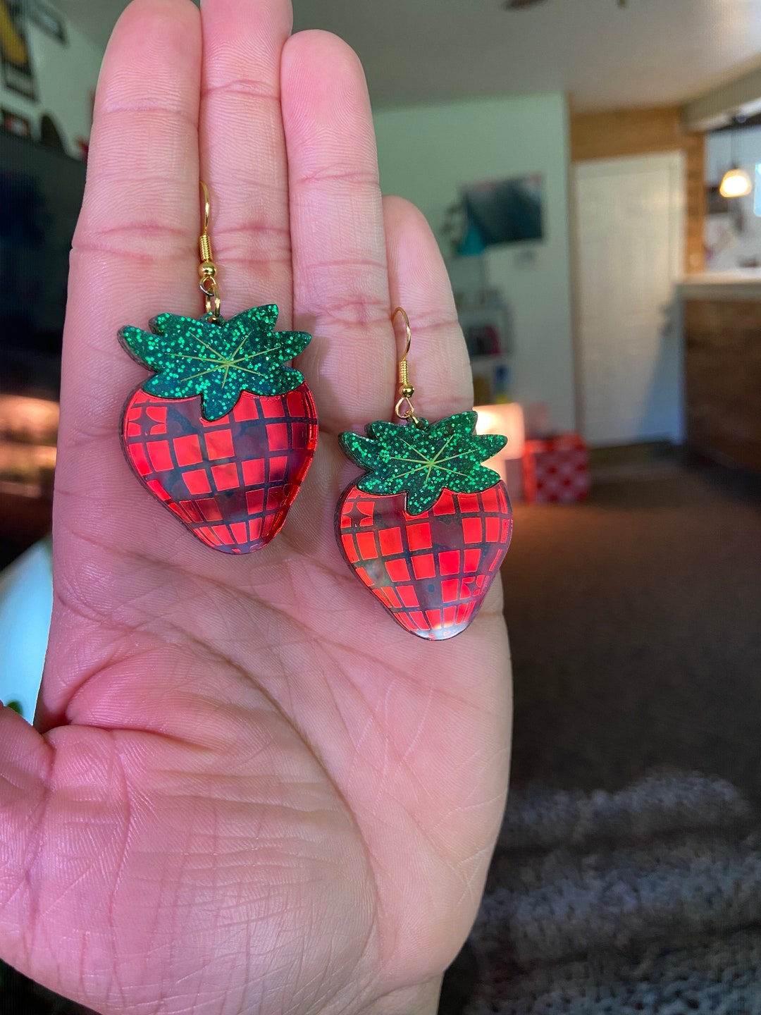 Disco Strawberry Dangles - Etsy