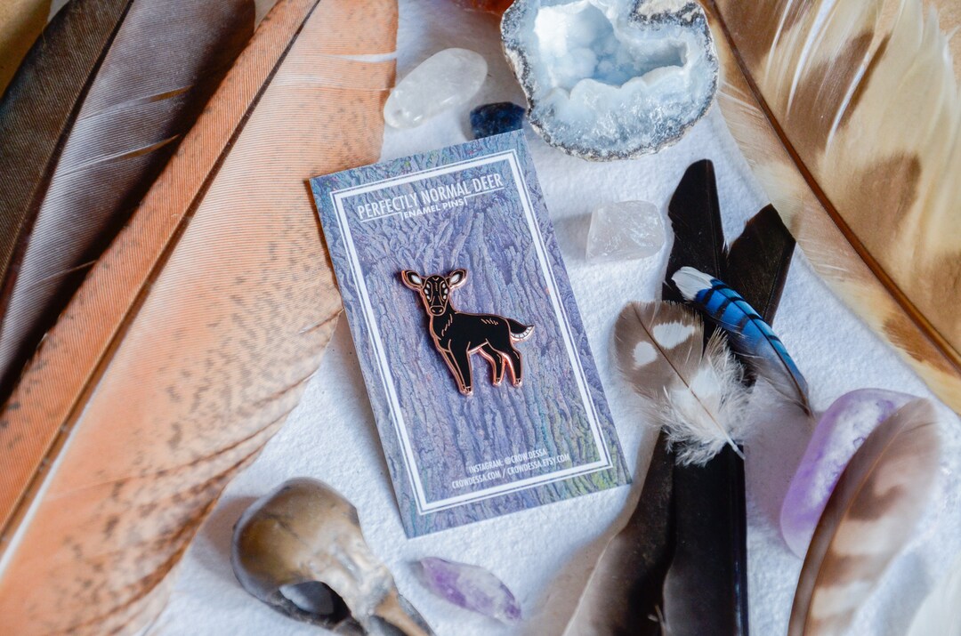 Six-eyes Enamel Pin - Perfectly Normal Deer | Whimsical, Spooky Deer ...