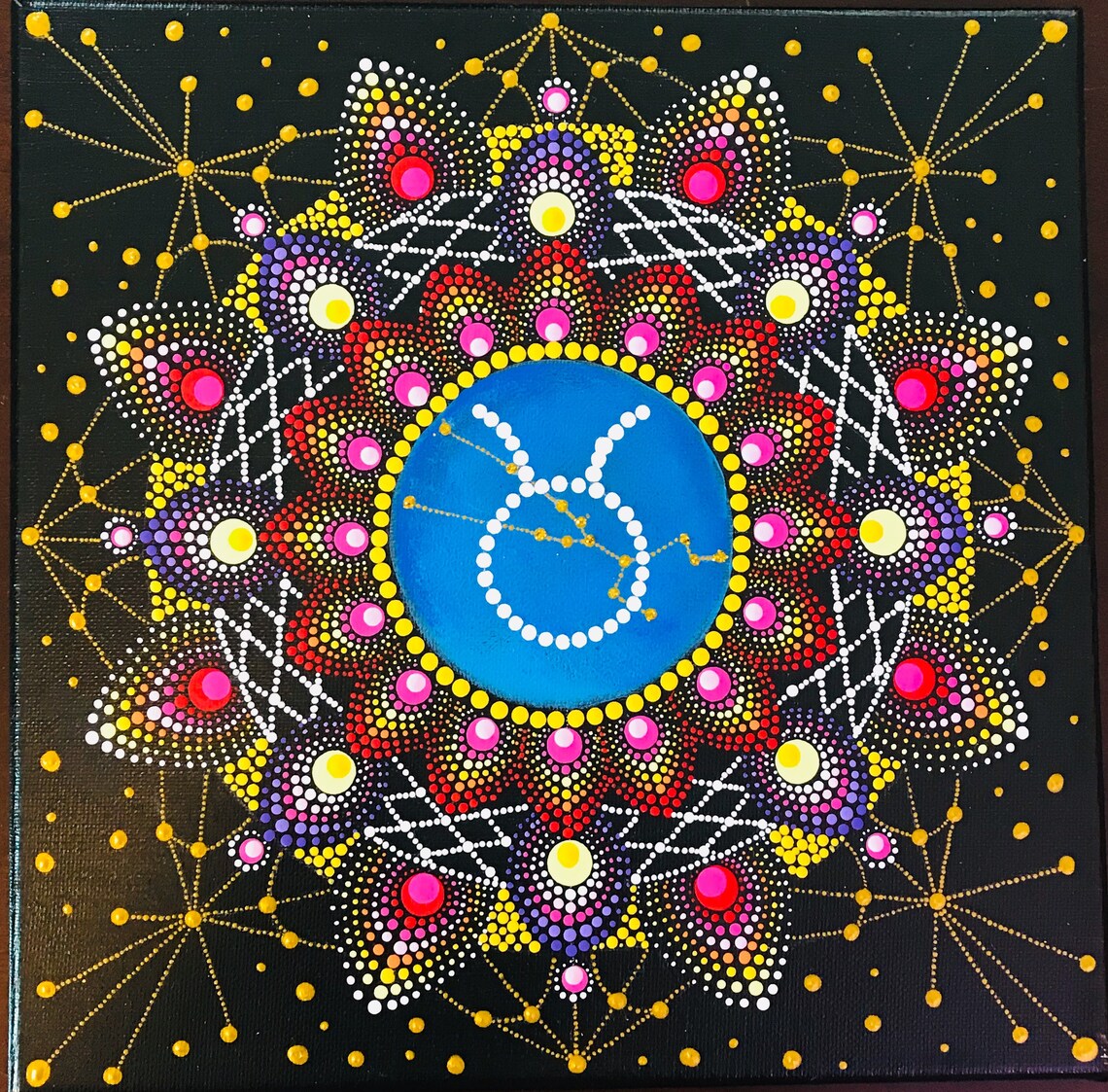 Taurus Constellation, Horoscope Zodiac Sign With Mandala on 10x10 in ...