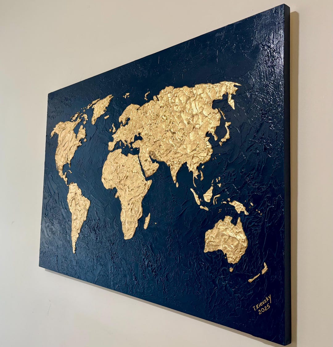 Made to Order, World Map Art, Abstract Acrylic Painting, Textured Wall ...