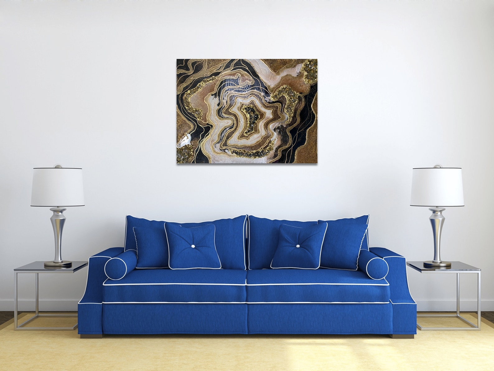 Abstract 3D Geode Inspired Painting, Geodes Crystals Wall Art, Home ...