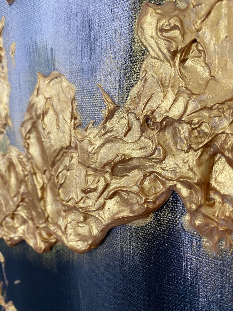 Abstract 3D Acrylic Painting, Textured Wall Art, Gold Leaf Painting ...