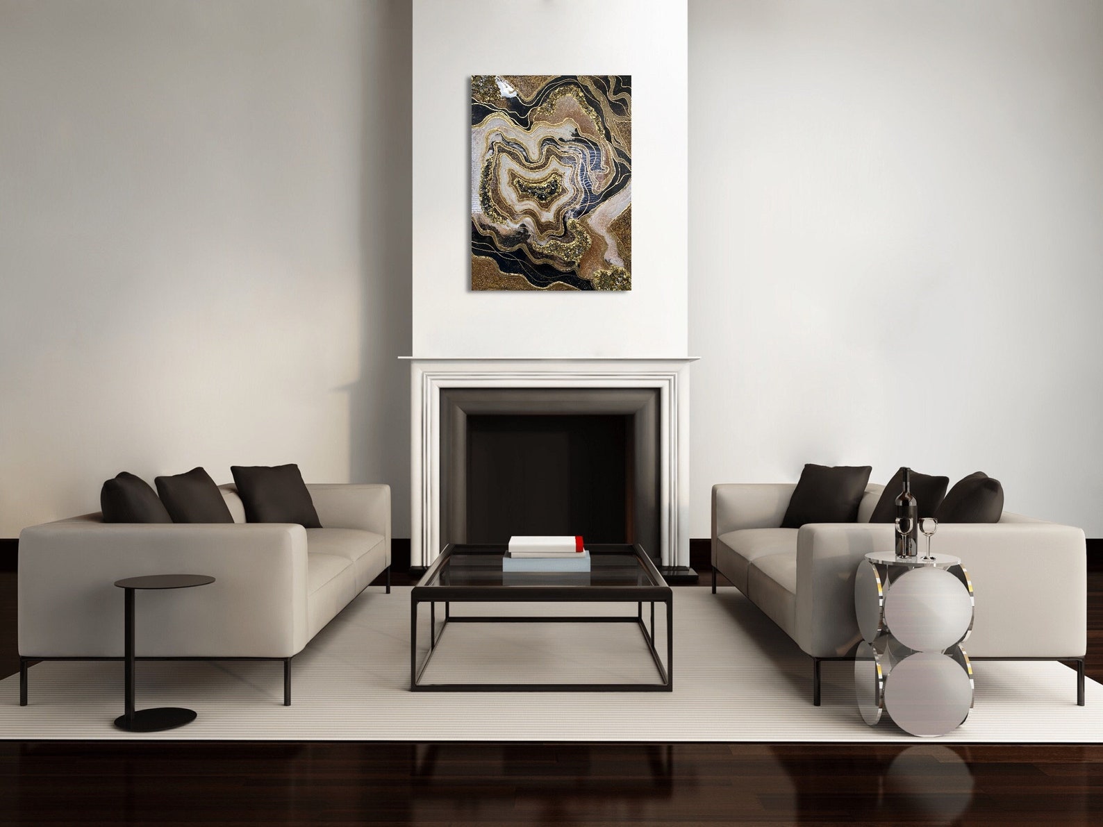 Abstract 3D Geode Inspired Painting, Geodes Crystals Wall Art, Home ...