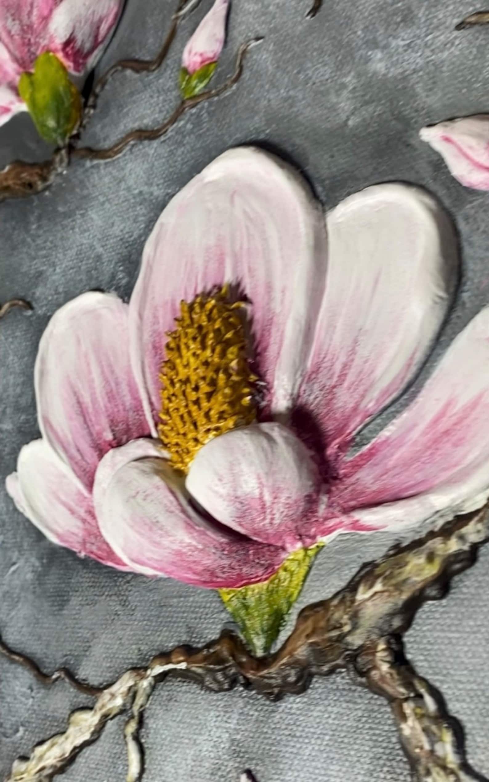 Abstract Sculptured Acrylic Painting, Magnolia Series, 3D Art, 3D ...