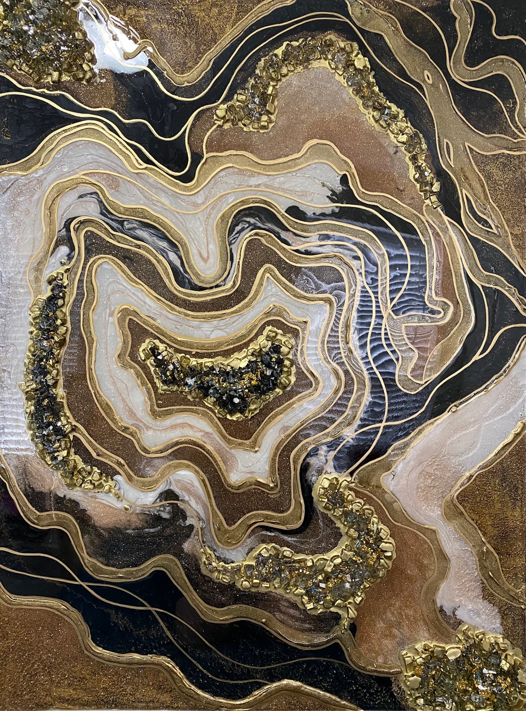 Abstract 3D Geode Inspired Painting, Geodes Crystals Wall Art, Home ...