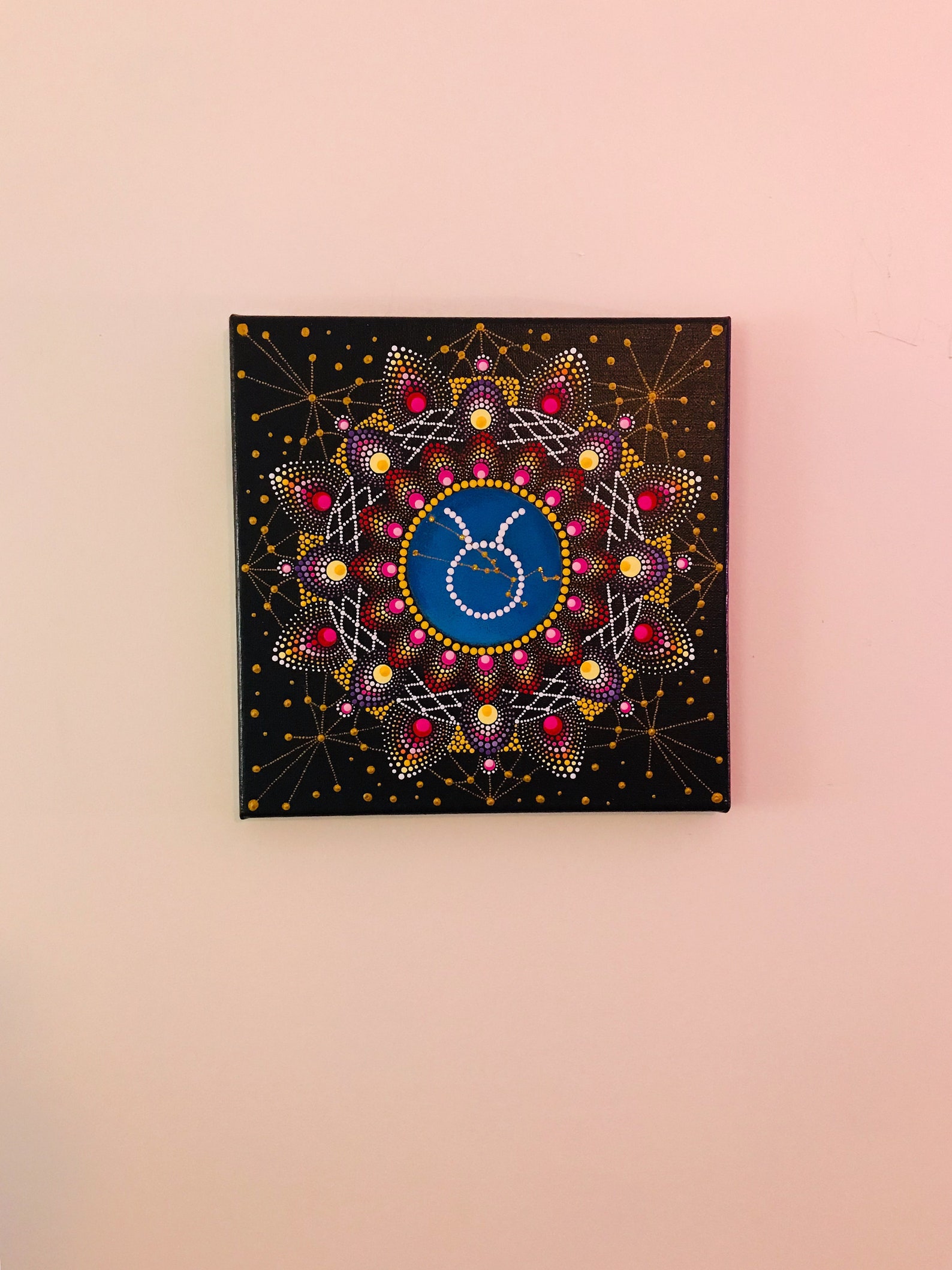 Taurus Constellation, Horoscope Zodiac Sign With Mandala on 10x10 in ...