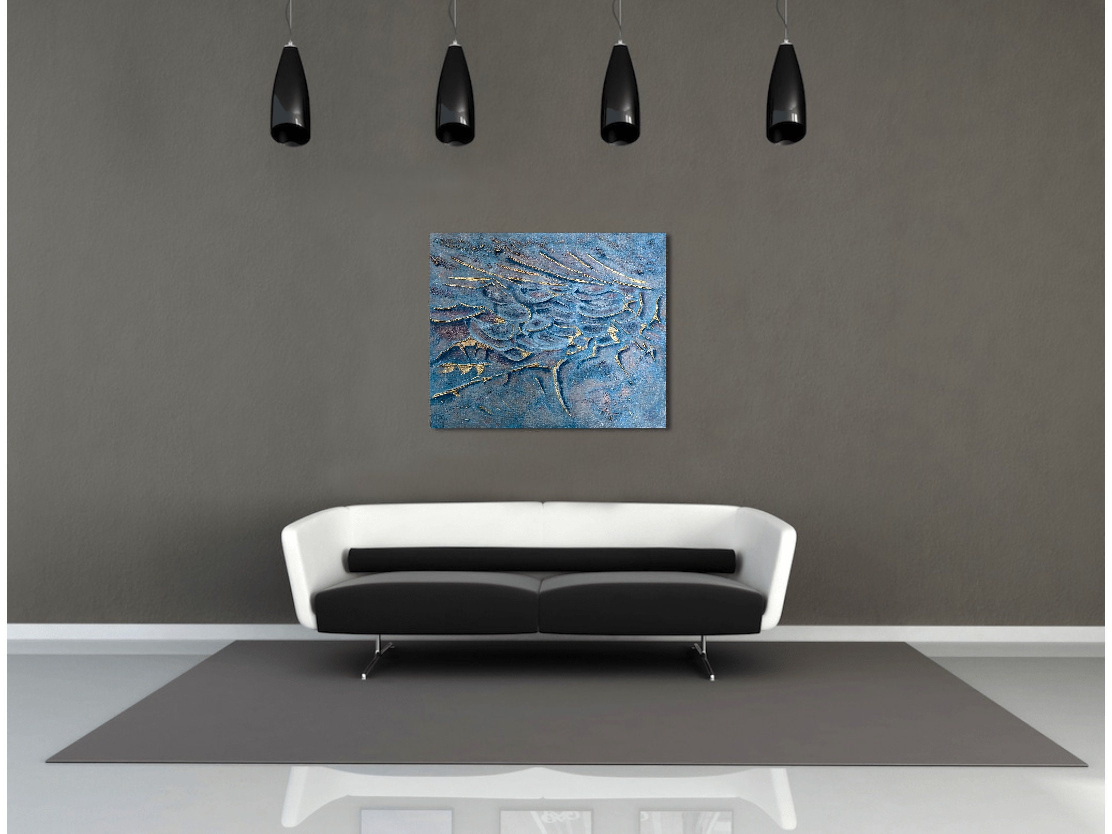 Abstract 3D Acrylic Painting, Textured Wall Art, Impasto Art, Gold Leaf ...