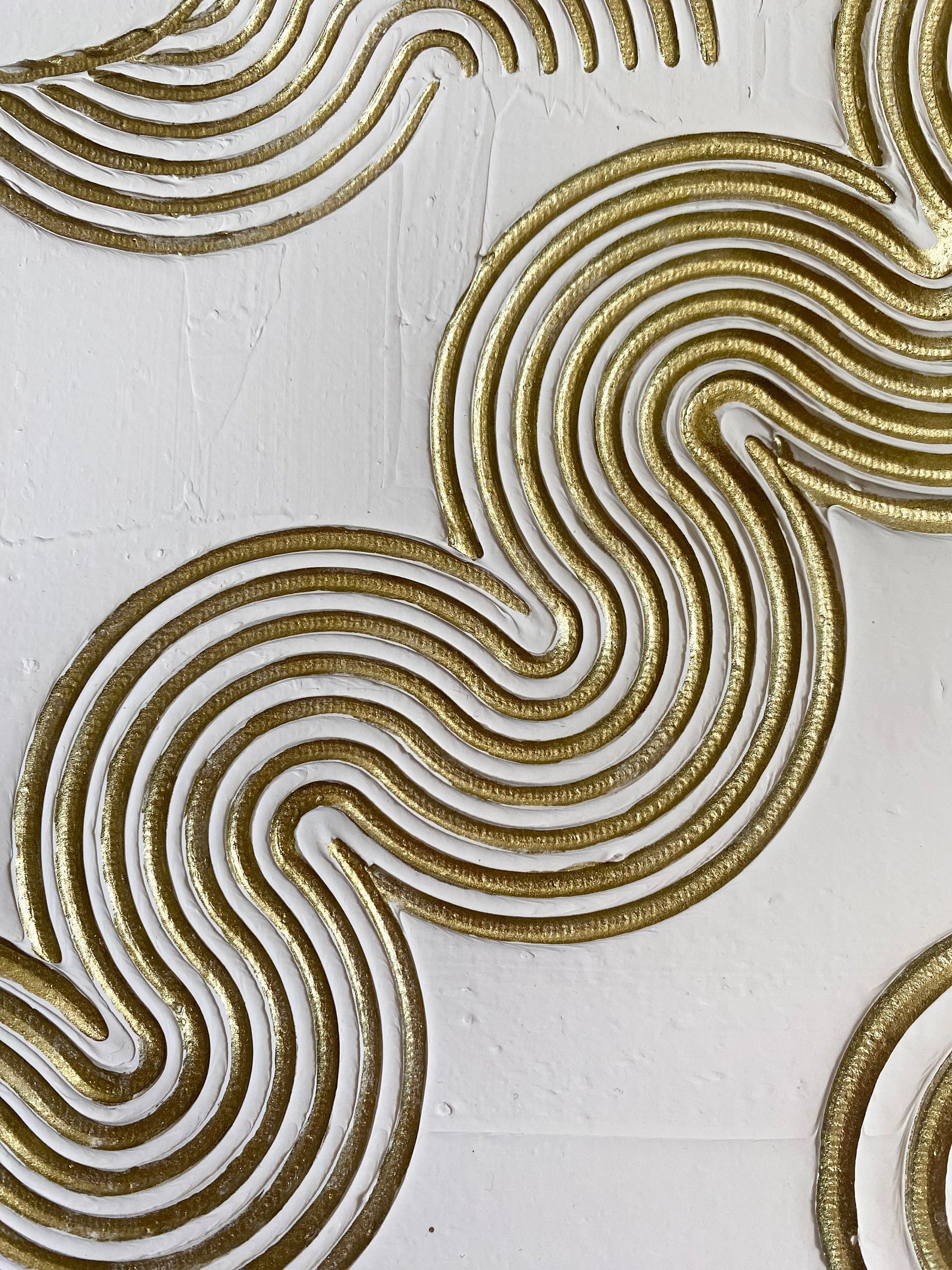 Textured 3D Abstract Acrylic Painting, Minimalist Plaster Art, Gold ...