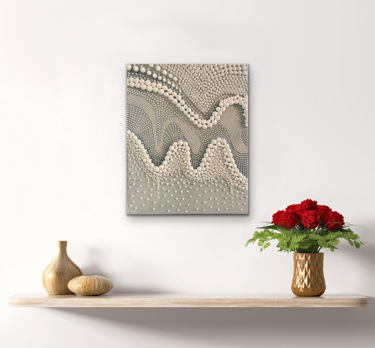 Textured 3D Abstract Acrylic Painting, Minimalist Sculptured Art, Wabi ...