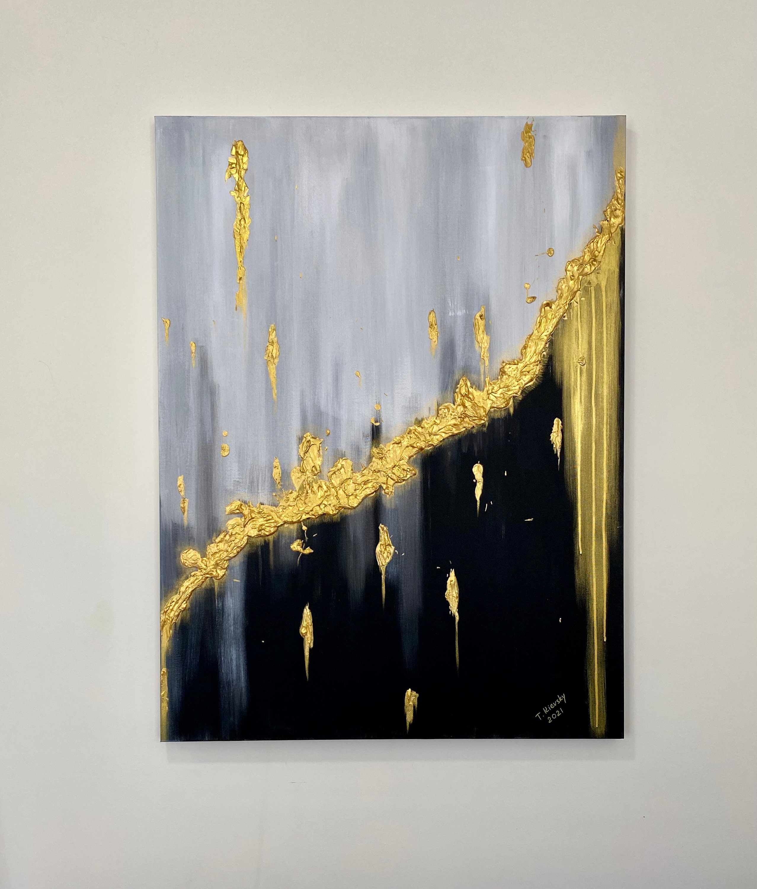 Abstract 3D Acrylic Painting, Textured Wall Art, Gold Leaf Painting ...