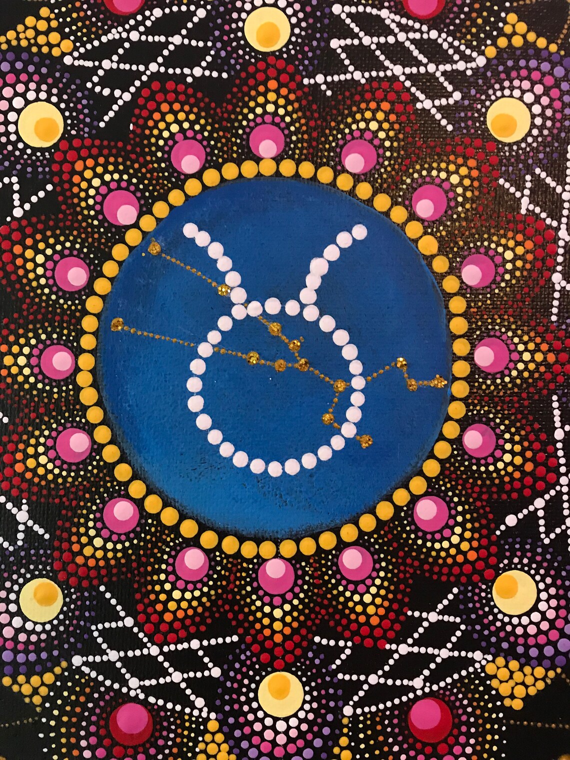 Taurus Constellation, Horoscope Zodiac Sign With Mandala on 10x10 in ...