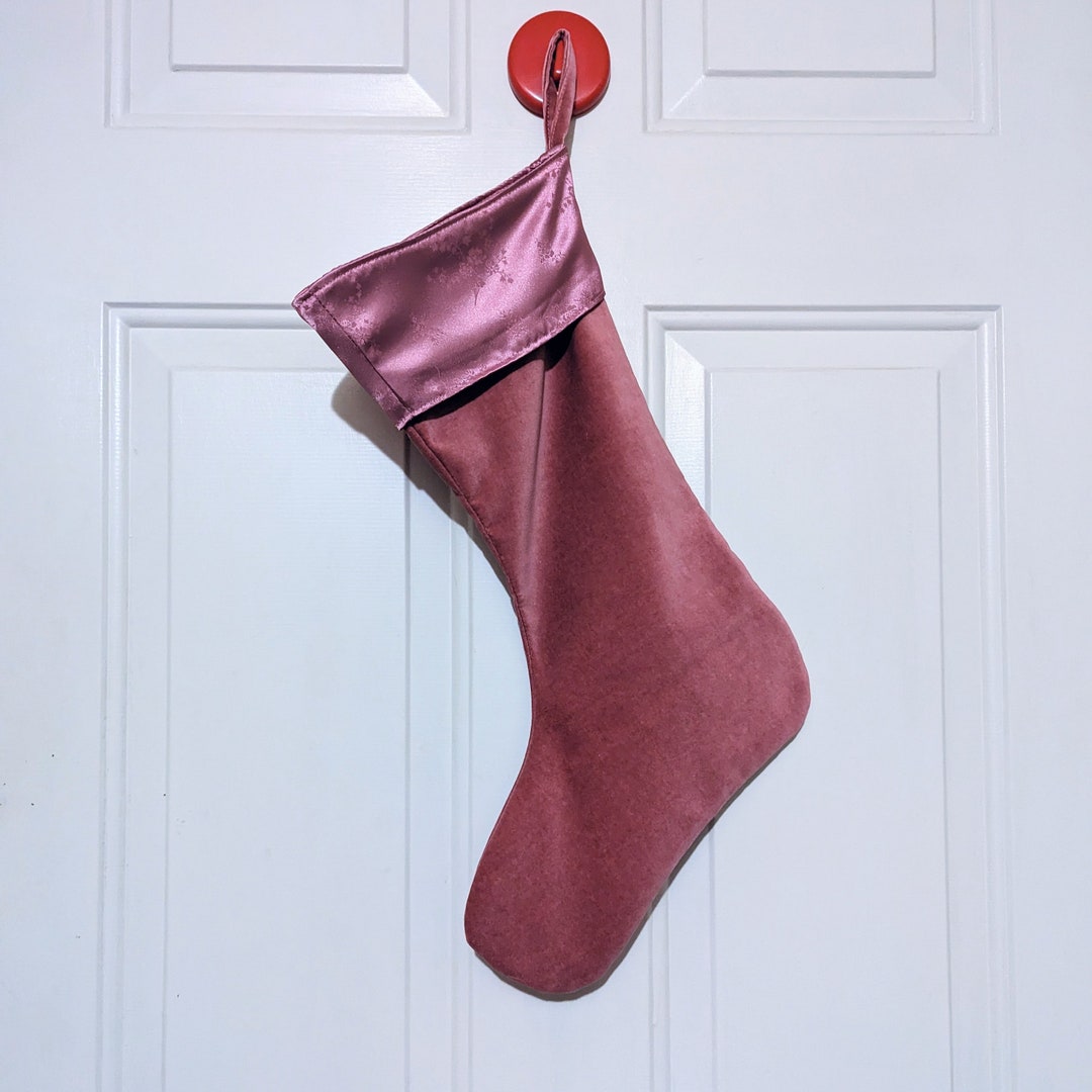Pink Velvet Christmas Stocking Rose Satin and Velvet Stocking Fancy ...