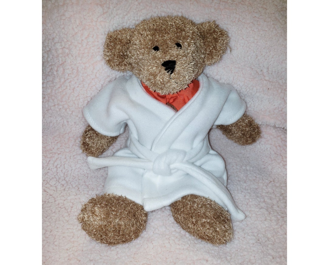 White Bathrobe for Teddy Bears Fleece Housecoat for Stuffies Stuffed ...