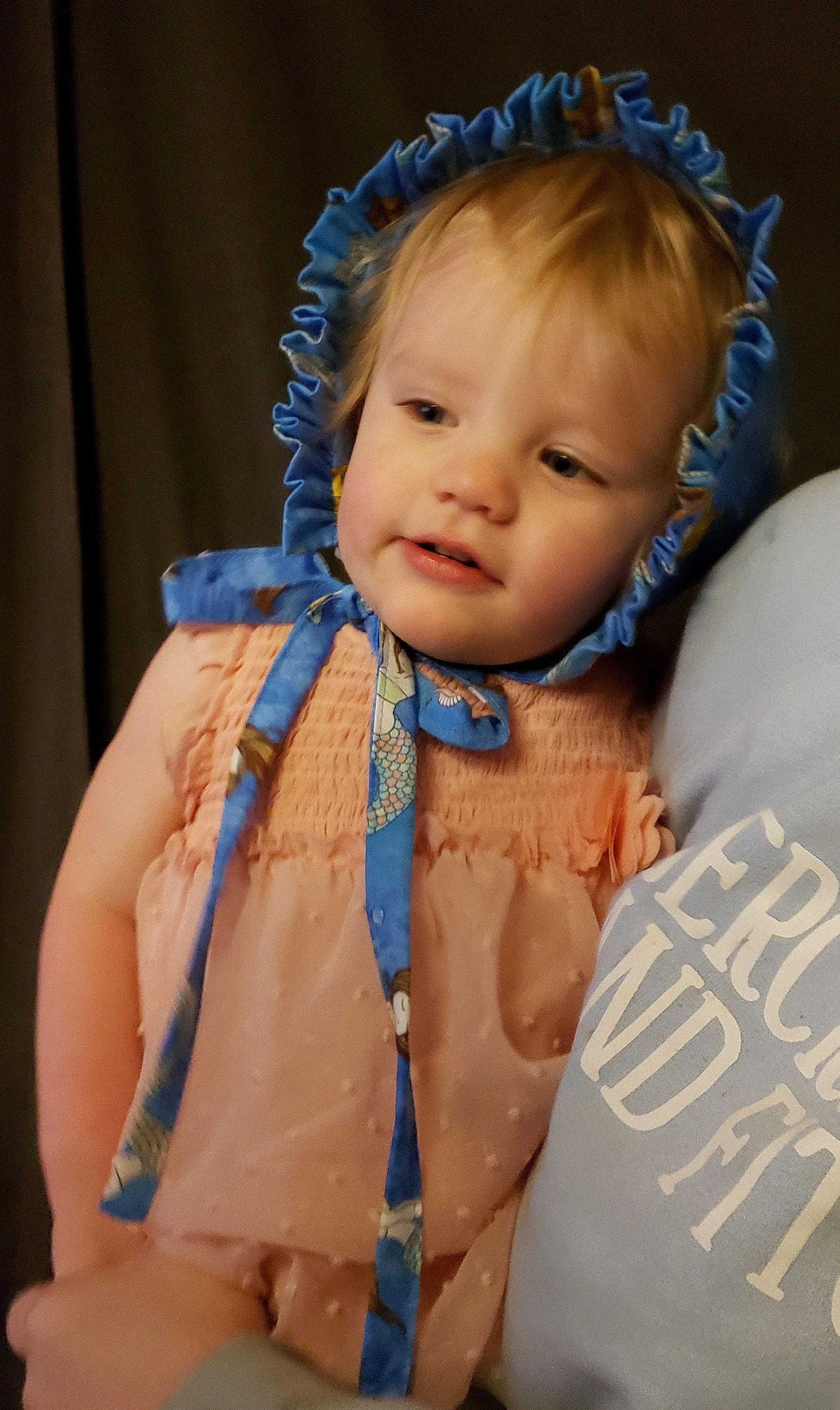 Mermaid Bonnet for Toddlers, Blue Baby Bonnet, Retro Sunbonnet, Classic ...