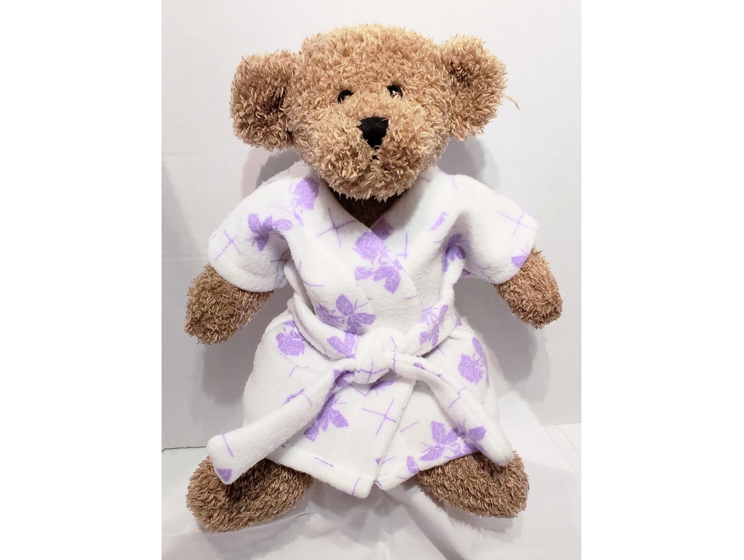 Purple Floral Bathrobe for Teddy Bear Blanket Fleece Robe for Stuffies ...