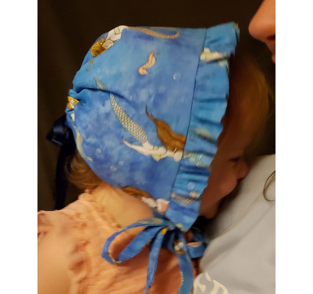 Mermaid Bonnet for Toddlers Blue Baby Bonnet Retro - Etsy