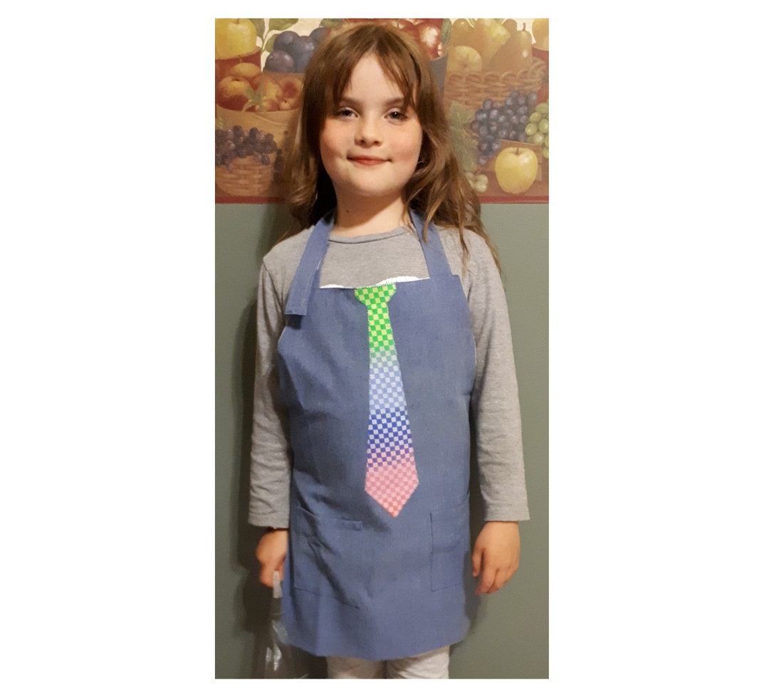 Blue BBQ Apron for Kids, Children's BBQ Apron, Gift for Kids, Daddy and ...