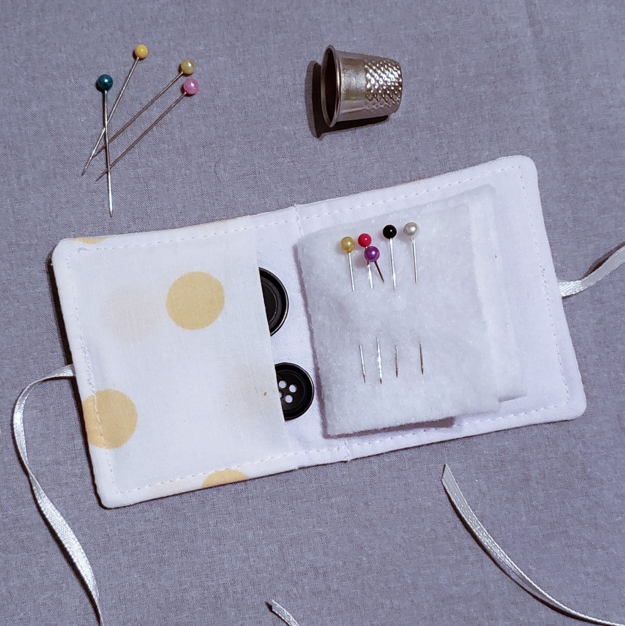 Needle Book With Pocket Peach Polka Dot Needle Holder White - Etsy