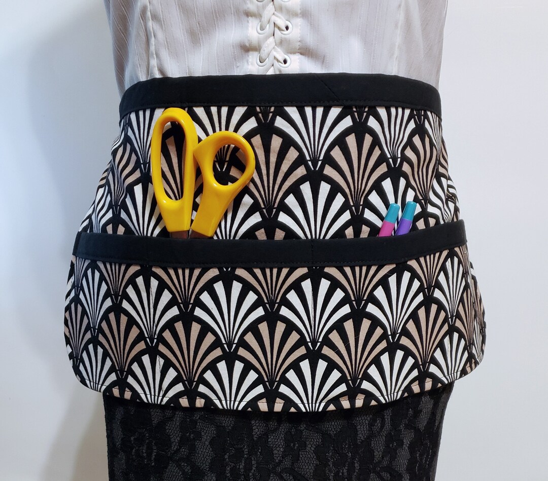 Black & Tan Teacher Apron, Funky Fans Daycare Apron, Utility Apron ...