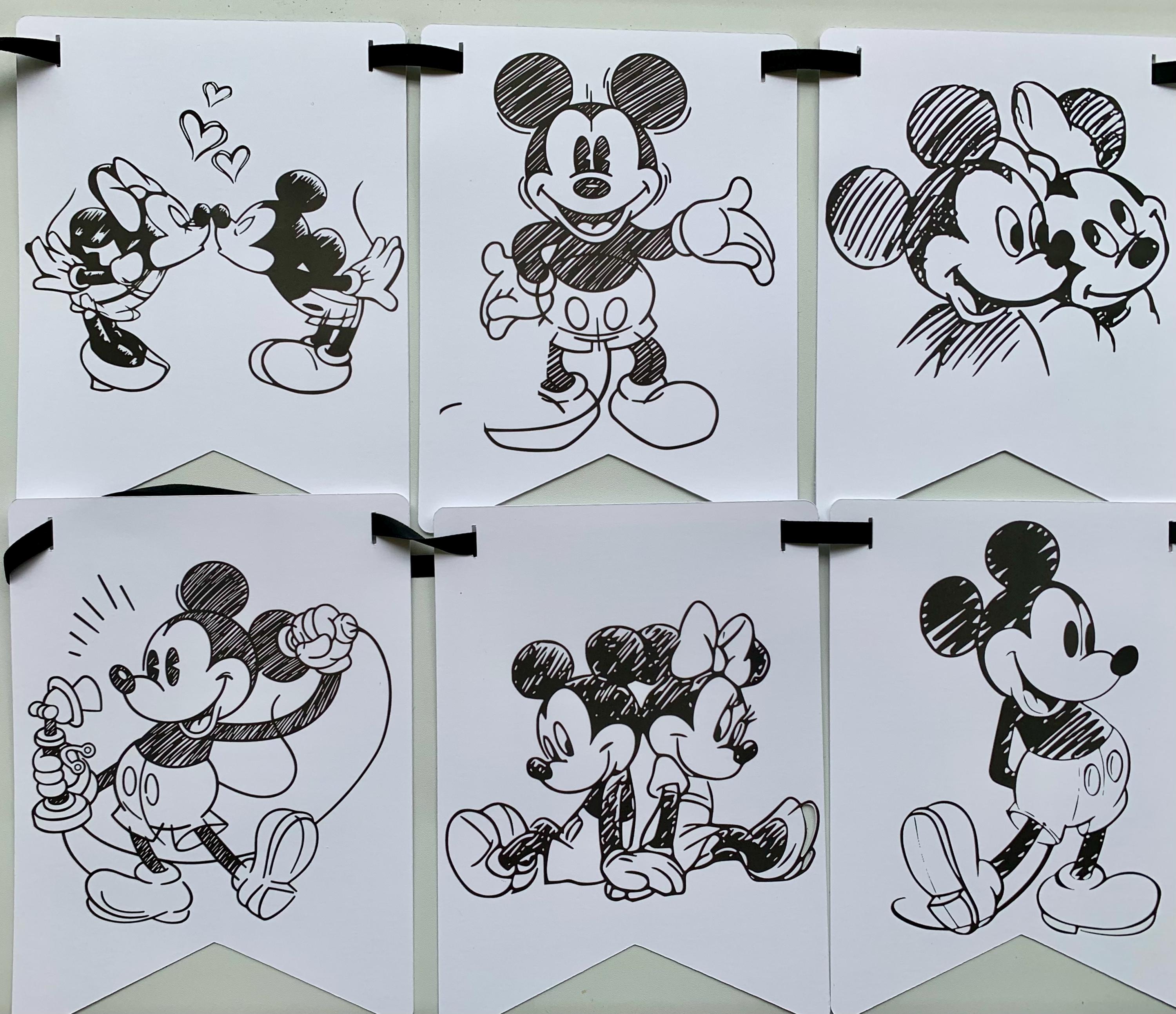 Modern Mickey Mouse Garland/ Sketch Images Mickey Garland/ Mickey Black ...