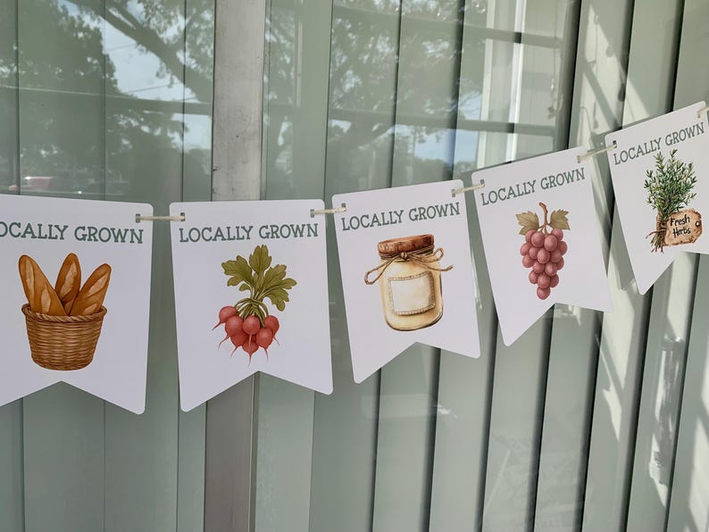 Locally Grown Party Banner/ Farmers Market Garland for Birthday Parties ...