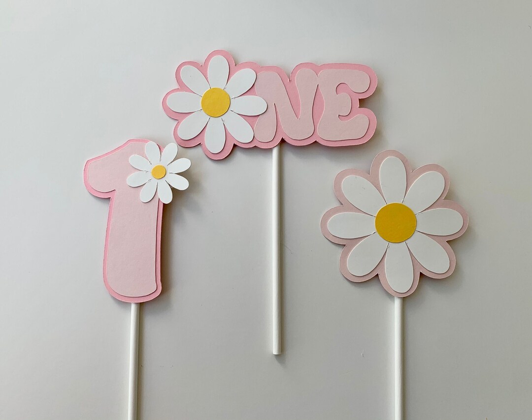 Daisy Cupcake Toppers/groovy Cupcake Toppers/groovy Two Birthday/ One ...