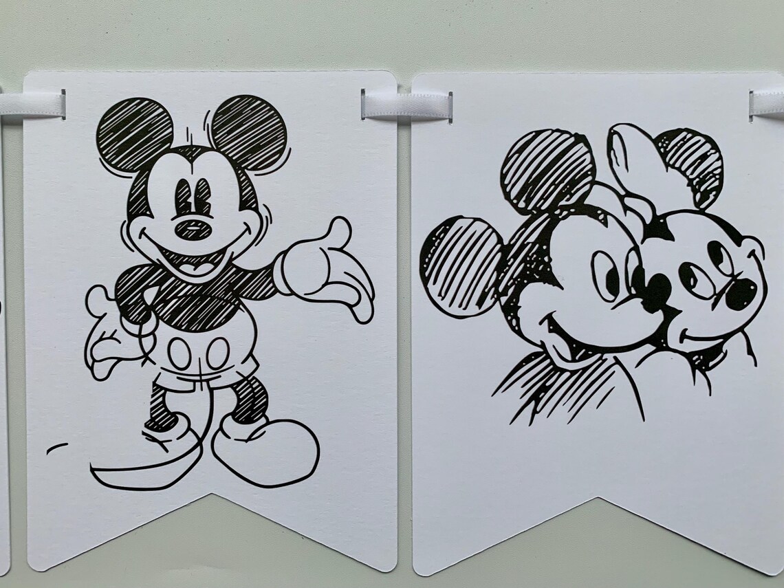 Modern Mickey Mouse Garland/ Sketch Images Mickey Garland/ Mickey Black ...