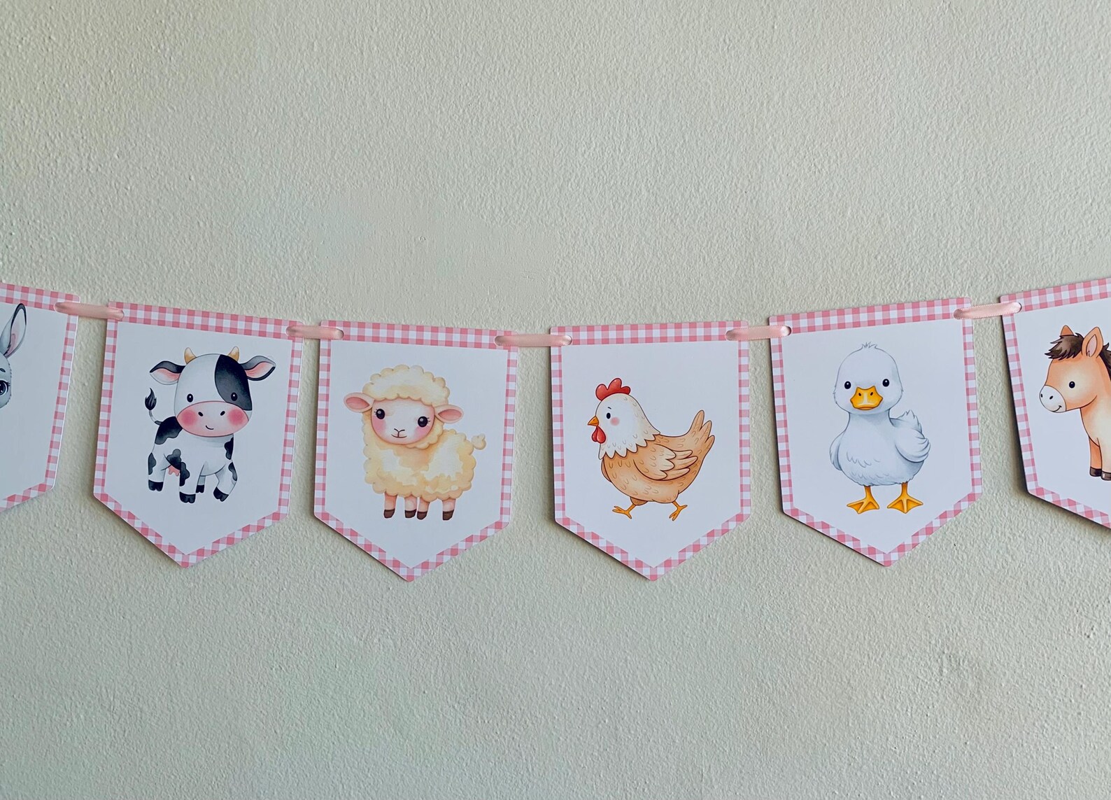 Cute Farm Animals Banner | Watercolor Farm Garland Theme Baby Shower ...