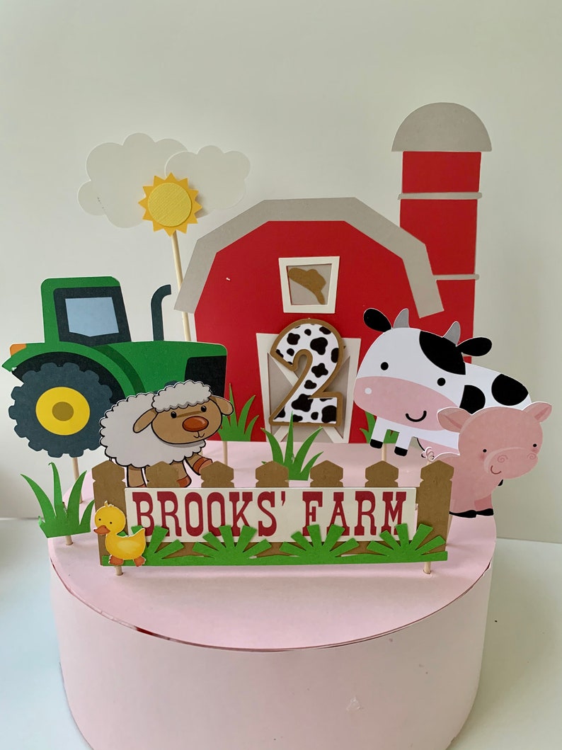 Farm Theme Cake Toppers Set/ Farm Animals Cake Topper/ Farm - Etsy
