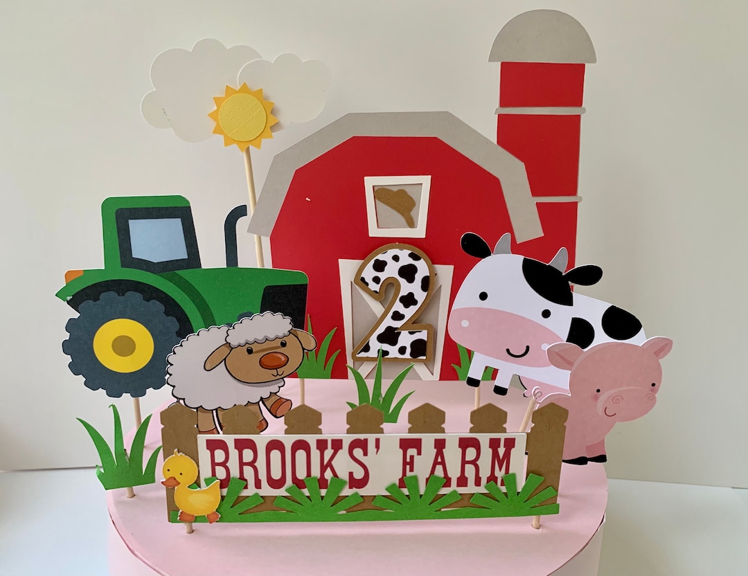 Farm Theme Cake Toppers Set/ Farm Animals Cake Topper/ Farm Theme Candy ...