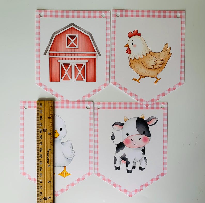 Cute Farm Animals Banner | Watercolor Farm Garland Theme Baby Shower ...