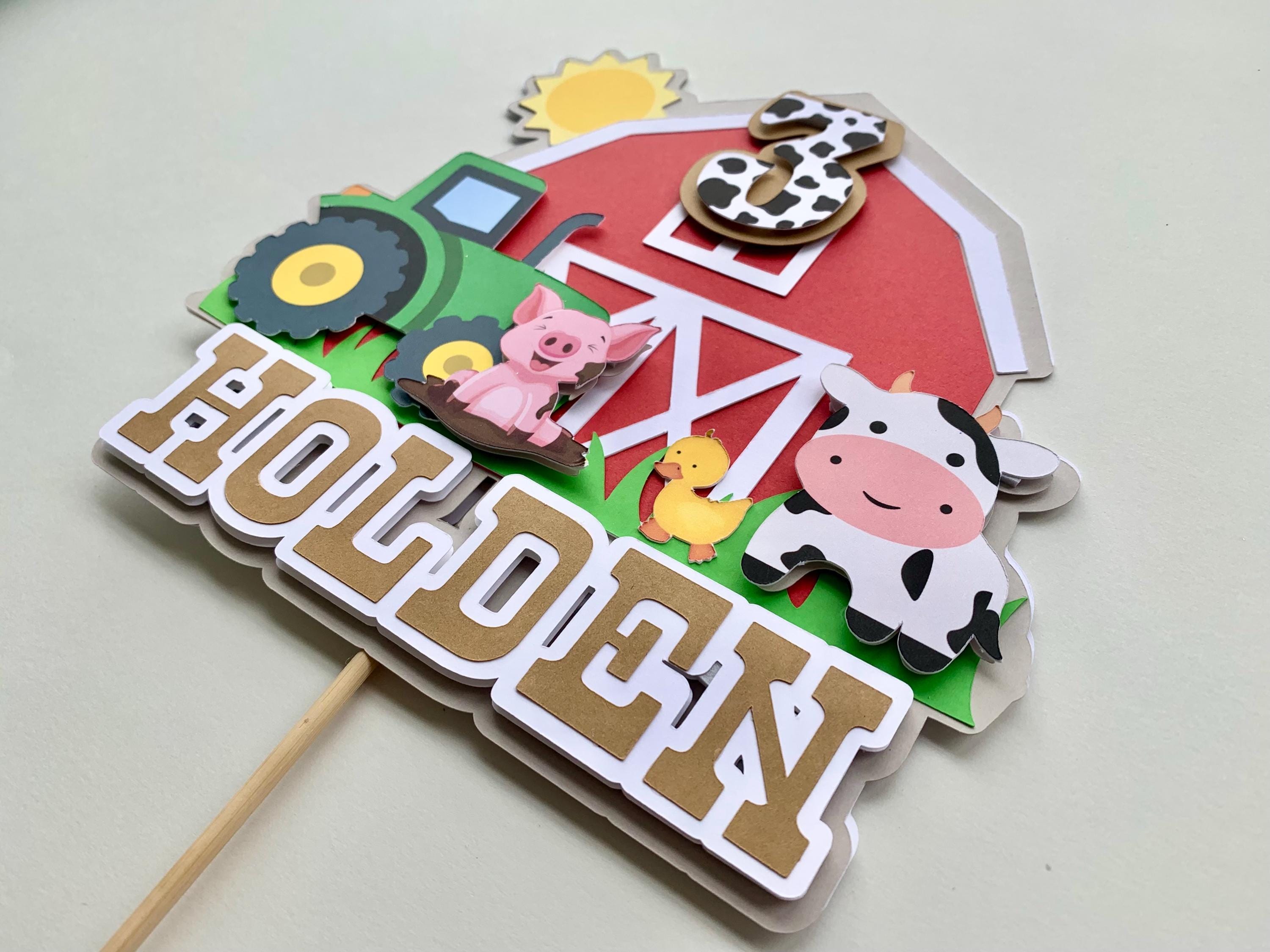 Farm Theme Cake Toppers Set/ Farm Animals Cake Topper/ Farm Theme Candy ...