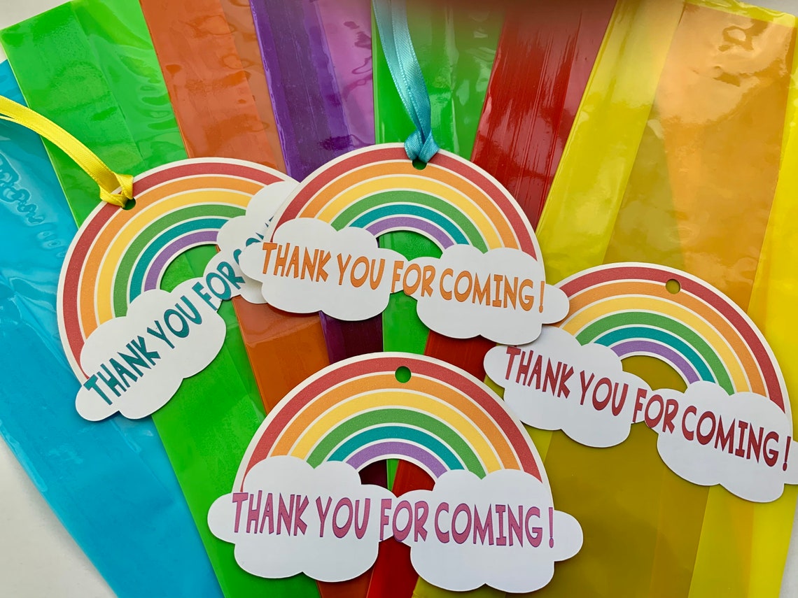 Rainbow Party Tags With or Without Cello Bags/ Rainbow Party | Etsy