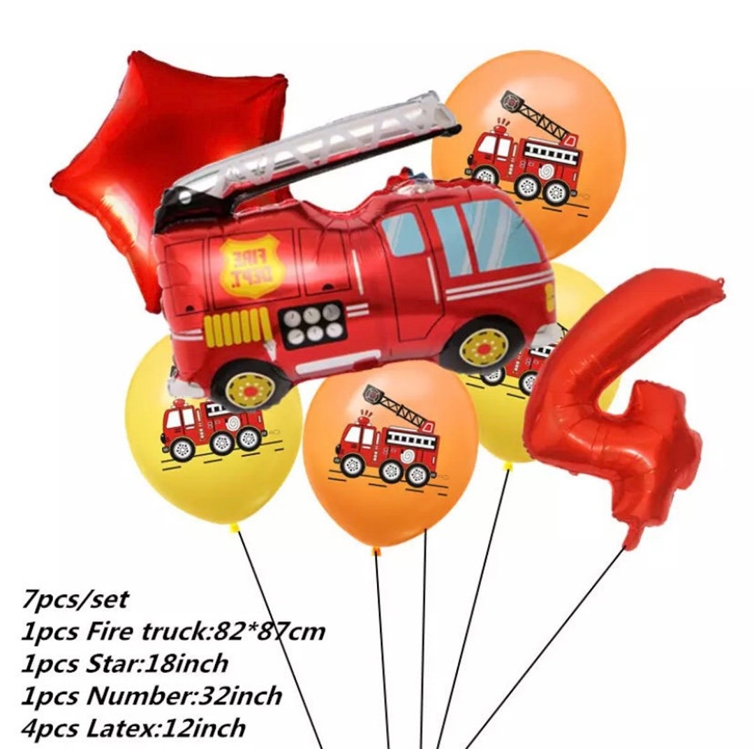 SHIP FAST/ Firetruck Balloons Set/ Fire Trucks Party Decorations ...